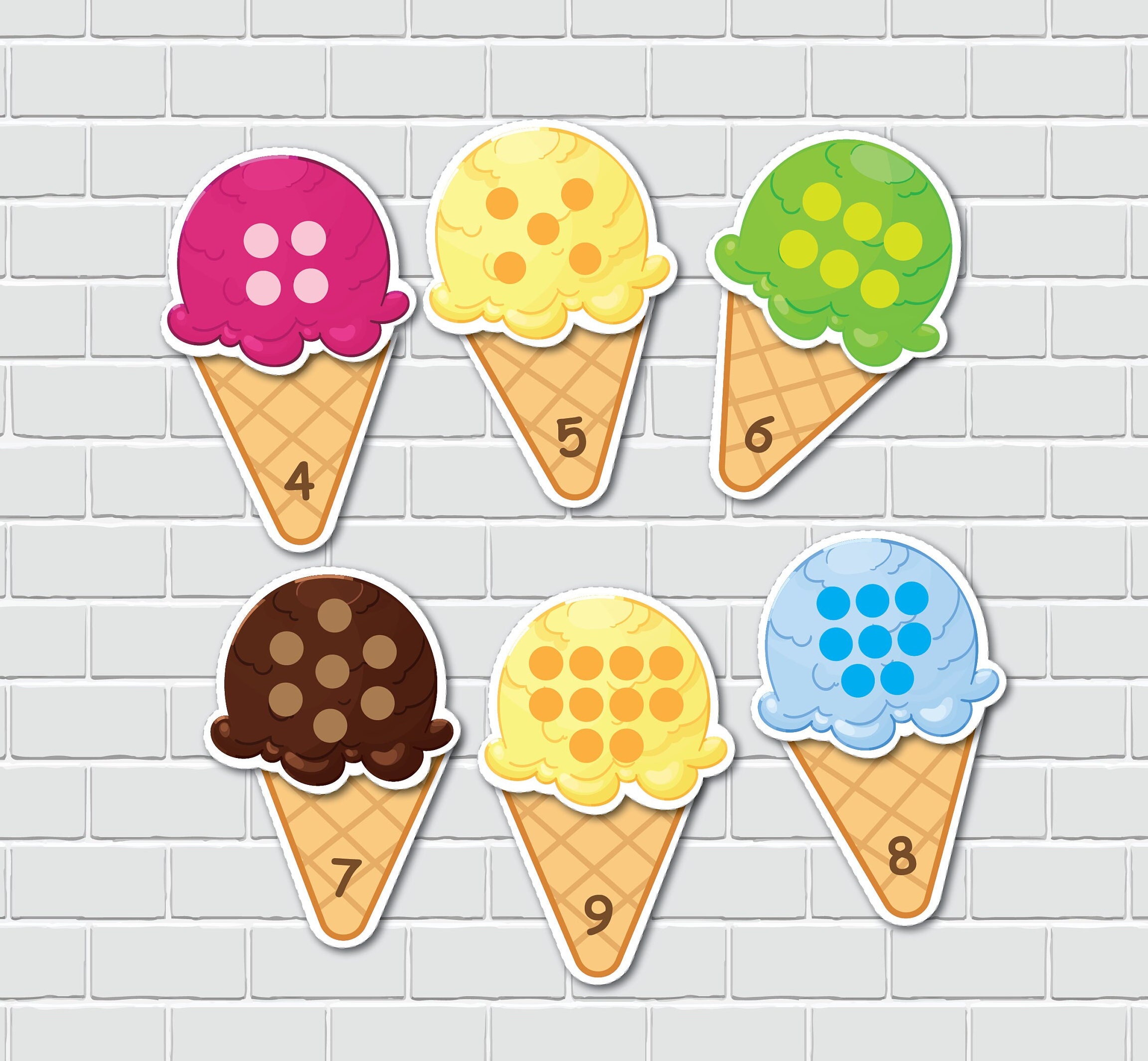 Ice Cream Numbers Matching Activity. Toddlers Sort and Match - Etsy
