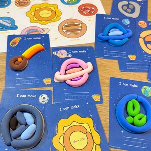 Planets Play Doh Mats, Space Theme Visual Cards, Printable Play Dough ...