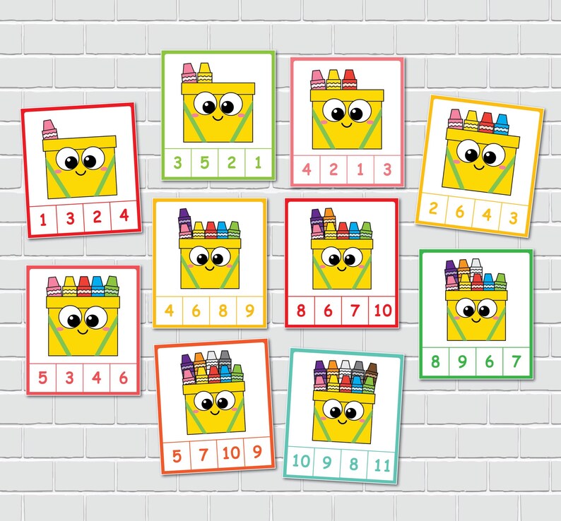 Crayons Clip and Count Cards: Preschool Math Game (digital Download) - Etsy