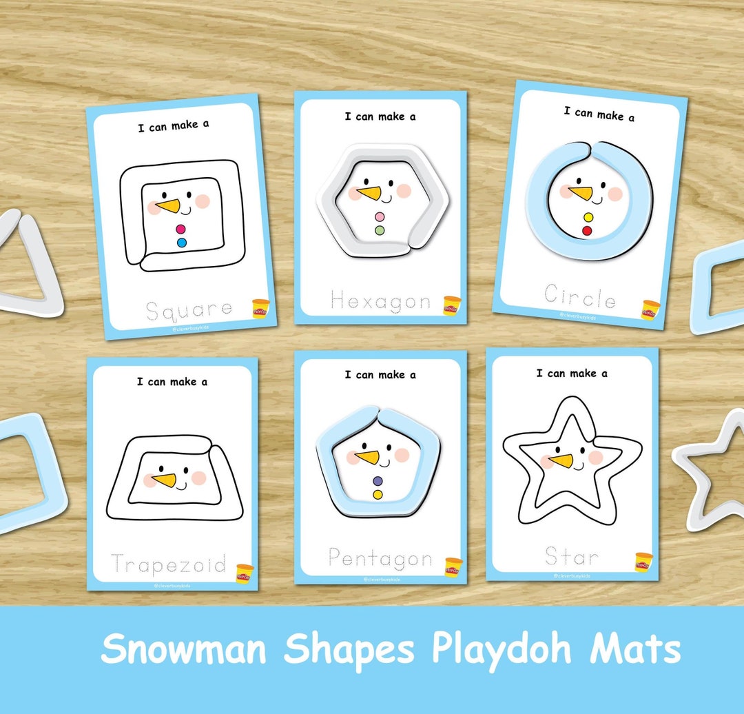Snowman Shapes Play Dough Mats, Printable Play Doh, Toddler Quiet Time ...