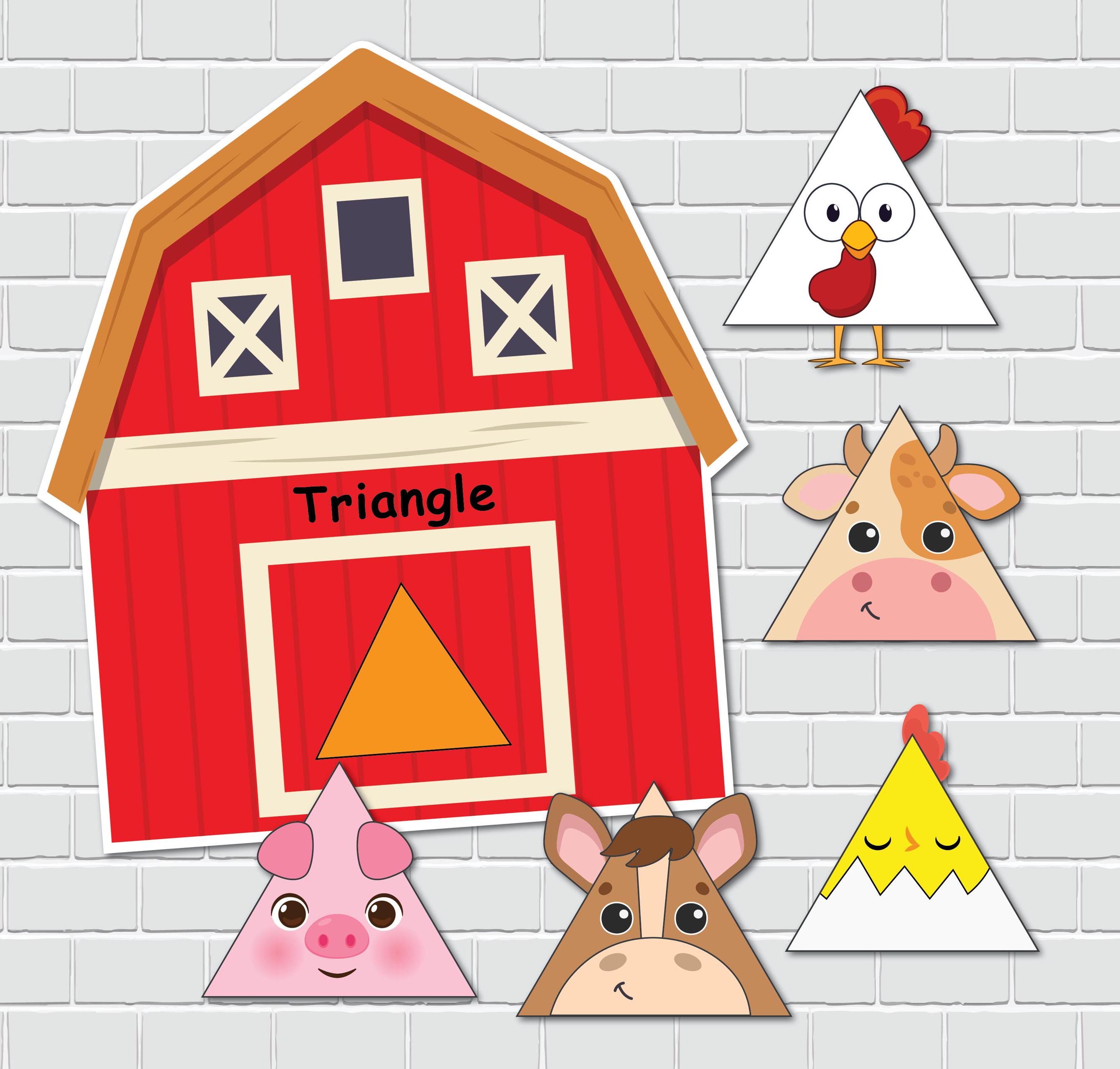 Farm Shapes Matching Activity, 2D Shapes, Toddler Learning Binder ...