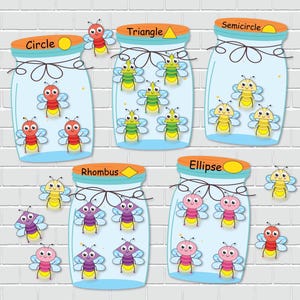 Fireflies in a Jar Shapes Matching Activity, 2D Shapes Center, Summer ...