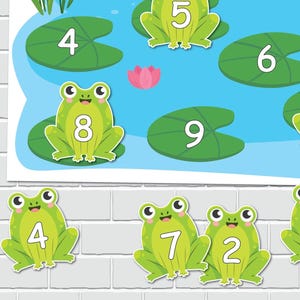 Frog Pond Numbers Matching Activity, Toddler Busy Book Page, Learning ...