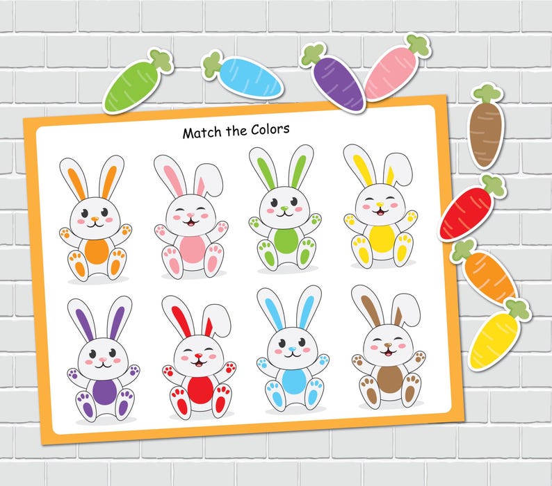 Bunny Color Matching Activity for Kids, Toddler Color Printables - Etsy