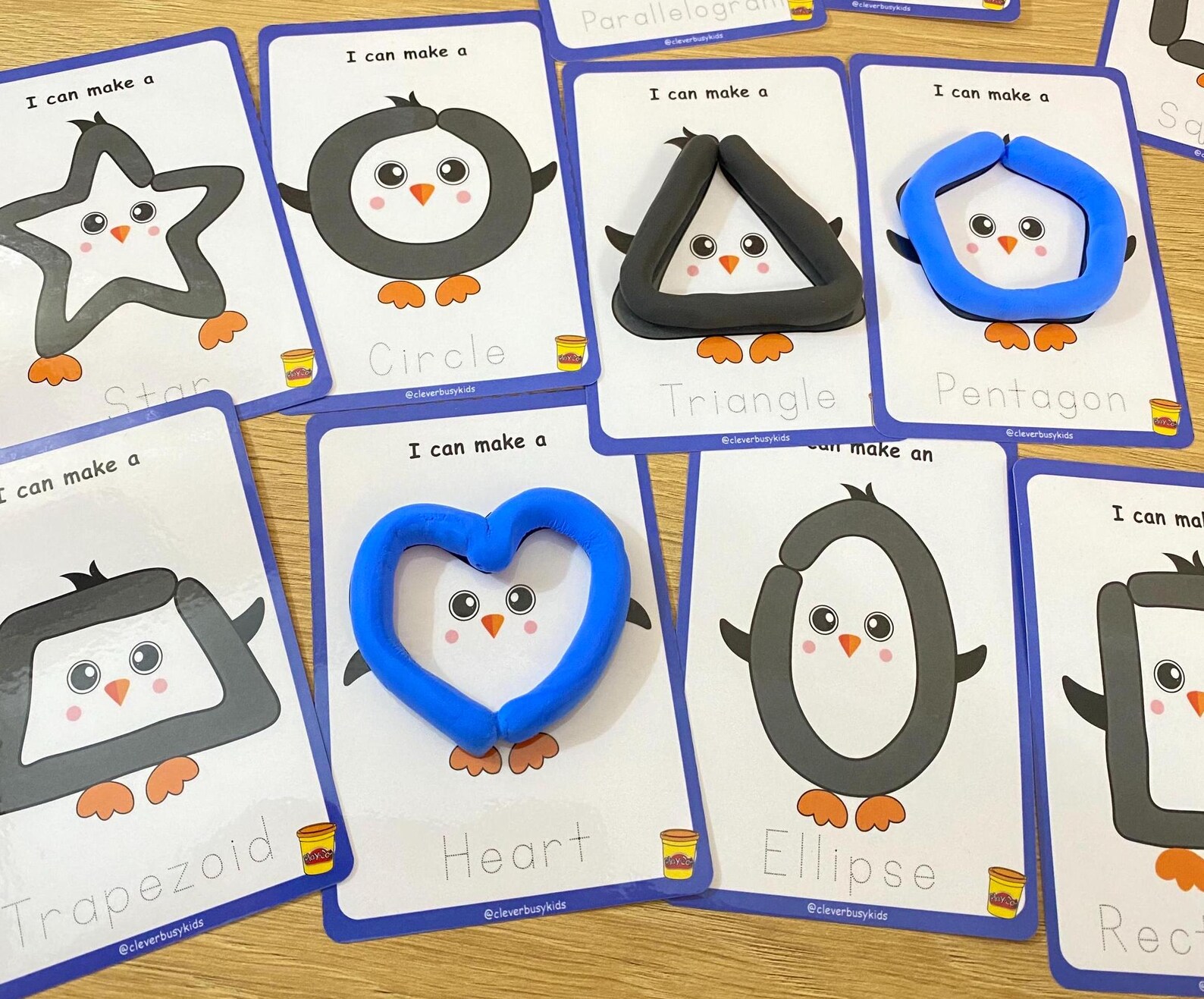 Penguin Shapes Play Dough Mats, Printable Play Doh, Toddler Quiet Time ...