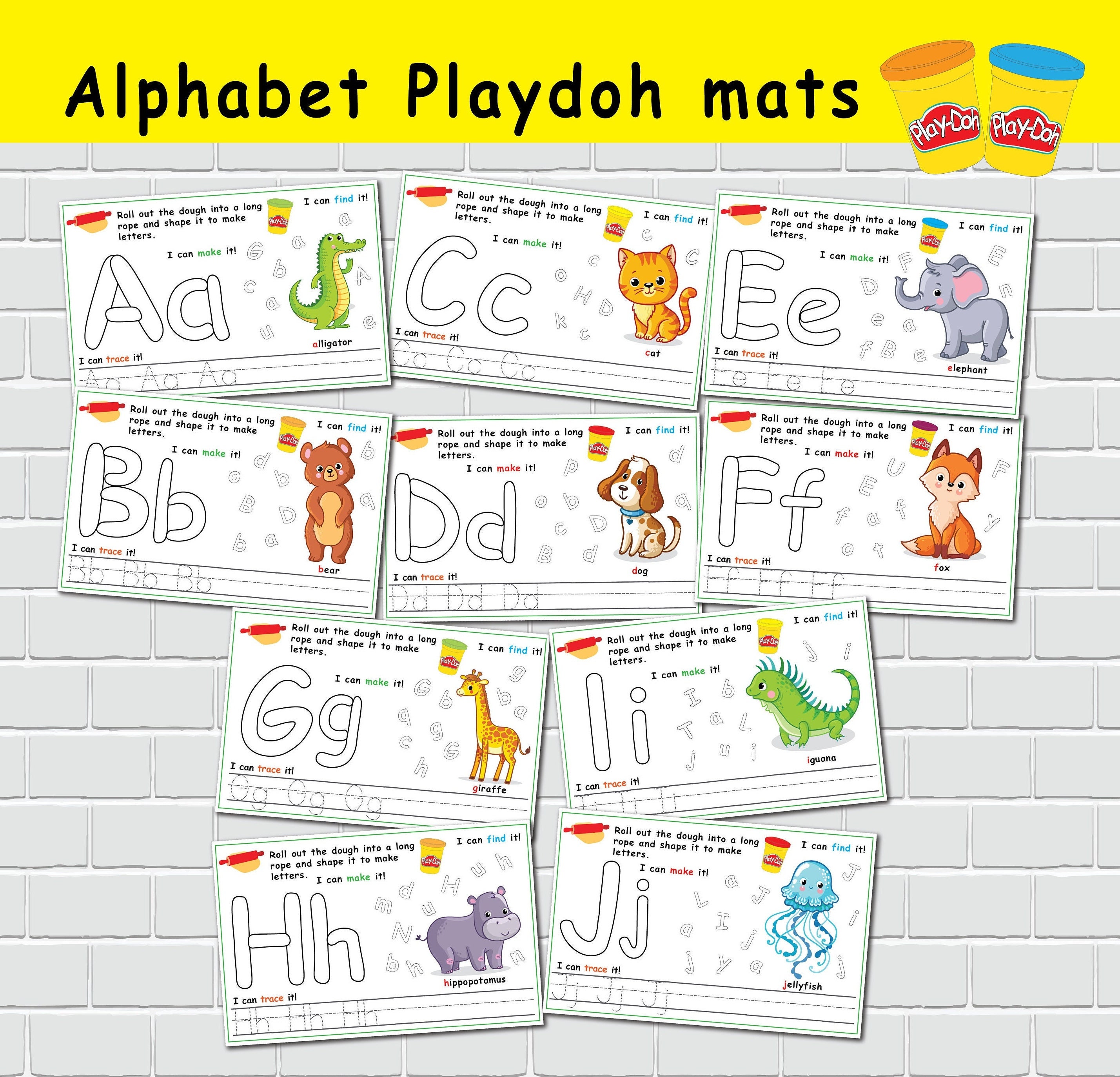 Alphabet Play Dough Mats ABC Printable Play Doh Preschool - Etsy UK
