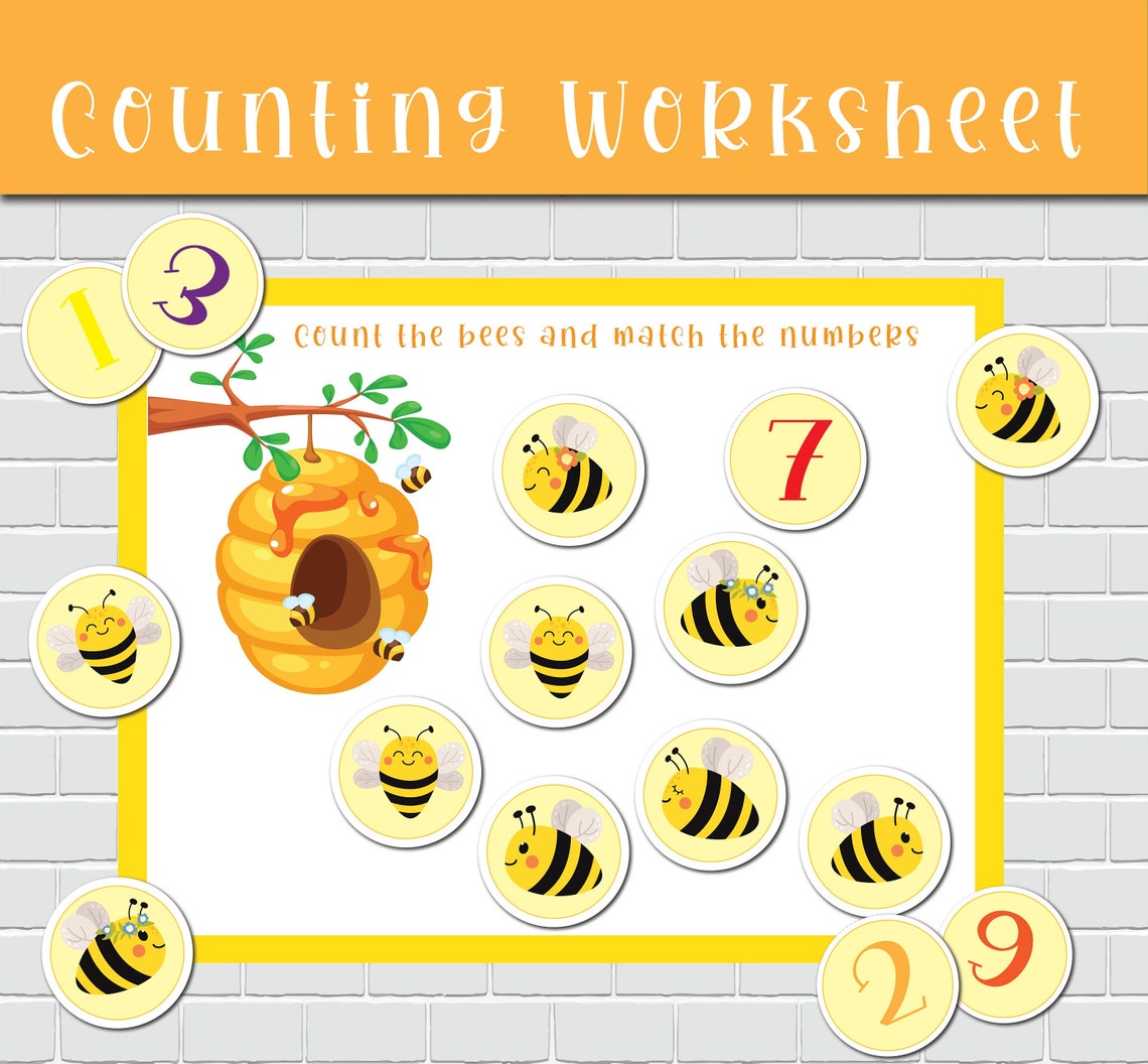 Bee Counting Printable Activity for Toddler Busy Book - Etsy