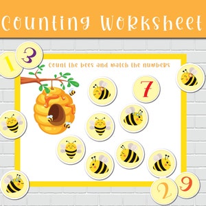 Bee Counting Printable Activity for Toddler Busy Book Preschool Math ...