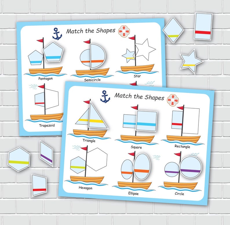 Boat Shapes Matching Activity: Preschool Learning (digital Download) - Etsy
