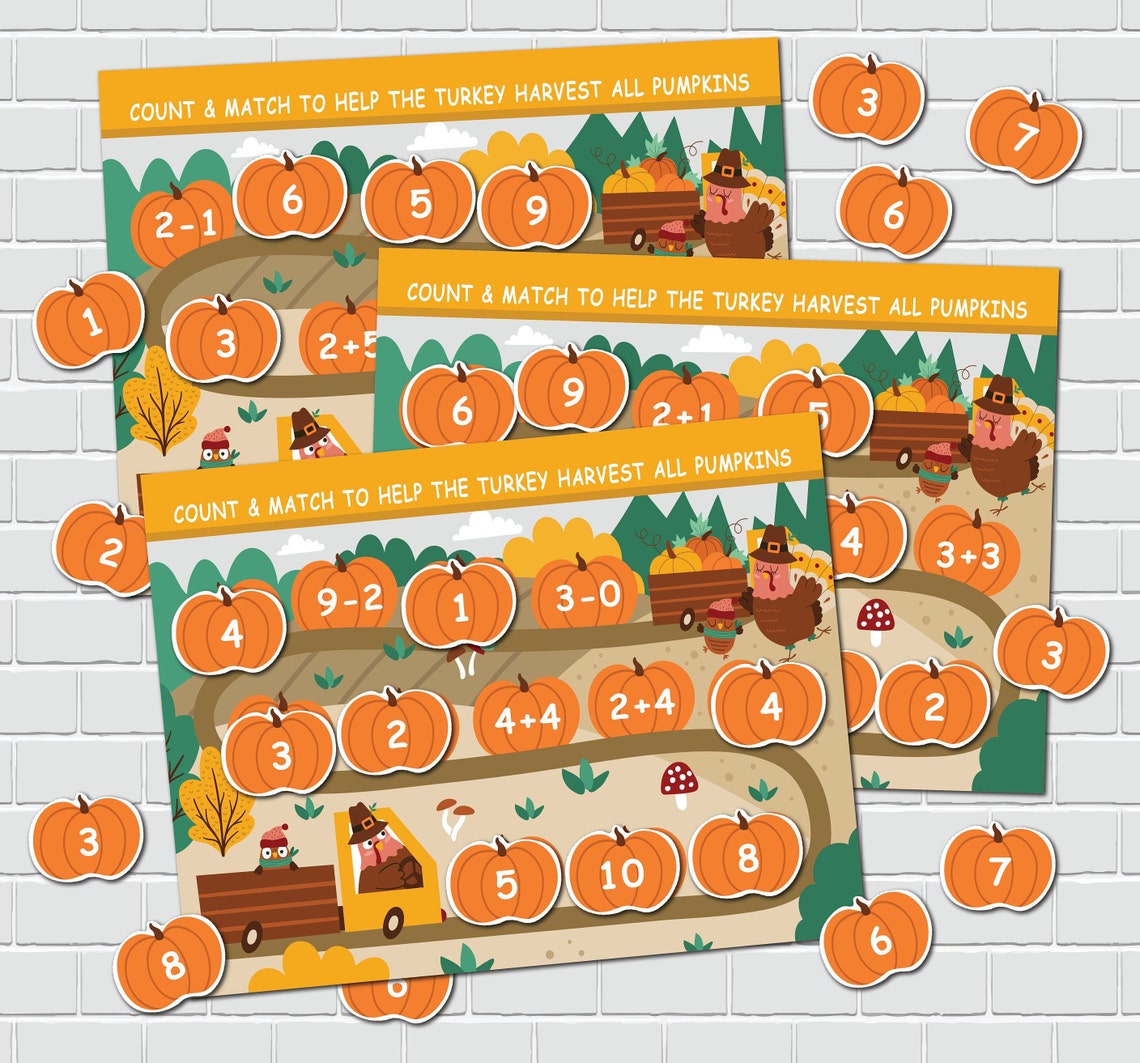 Addition and Subtraction Fall Activity Preschool Math - Etsy