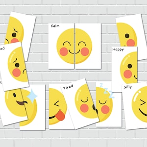 Feelings Matching Game, Emotions Symmetry Cards, Toddler Puzzle ...