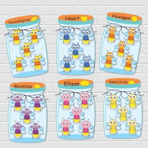 Fireflies in a Jar Shapes Matching Activity, 2D Shapes Center, Summer ...
