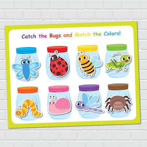 Bugs in a Jar Color Matching Activity, Color Sorting Printable (digital ...