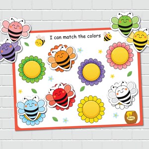 Bee Color Matching Activity, Toddler Printable, Montessori Materials ...