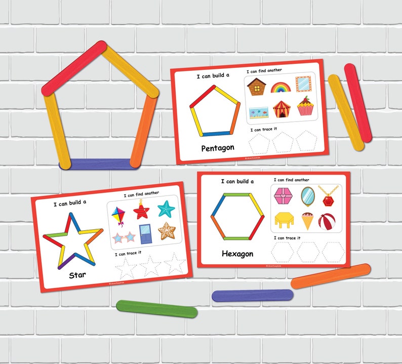 Popsicle Sticks Shapes Activity for Preschool and Kindergarten, Fine ...