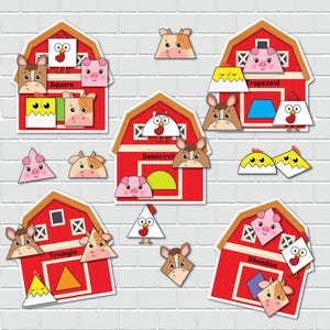 Farm Shapes Matching Activity, 2D Shapes, Toddler Learning Binder ...