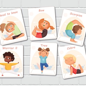 Kids Yoga Cards, Yoga Poses Flashcards, Printable Cards for Children ...