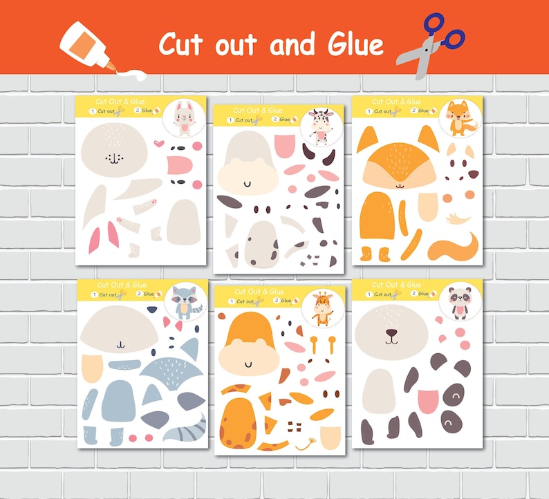 Cut Out and Glue Crafts for Kids. Scissors Skills Activity. - Etsy