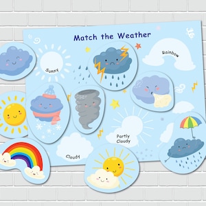 Weather Matching Activity, Toddler Busy Book Page, Learning Binder ...