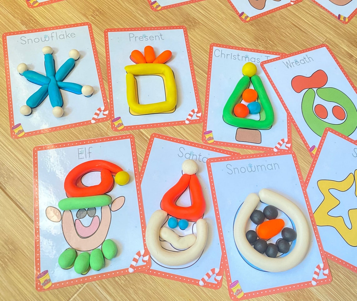 Christmas Play Dough Mats Printable Play Doh Visual Cards - Etsy