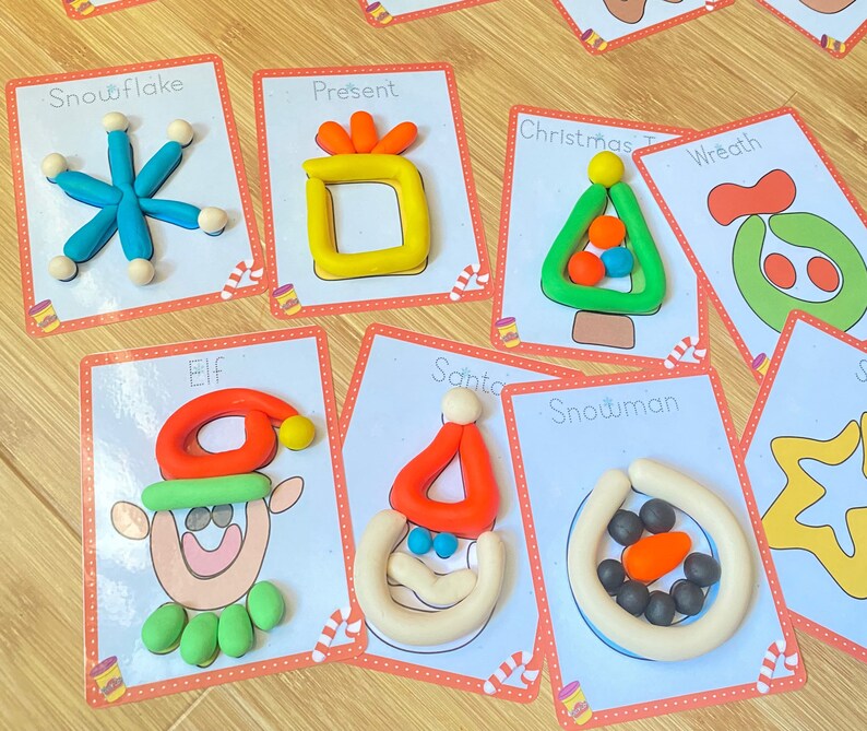 Christmas Play Dough Mats, Printable Play Doh, Visual Cards, Toddler ...