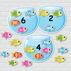Fish and Fishbowl Numbers Matching Activity, Preschool Math Centers ...