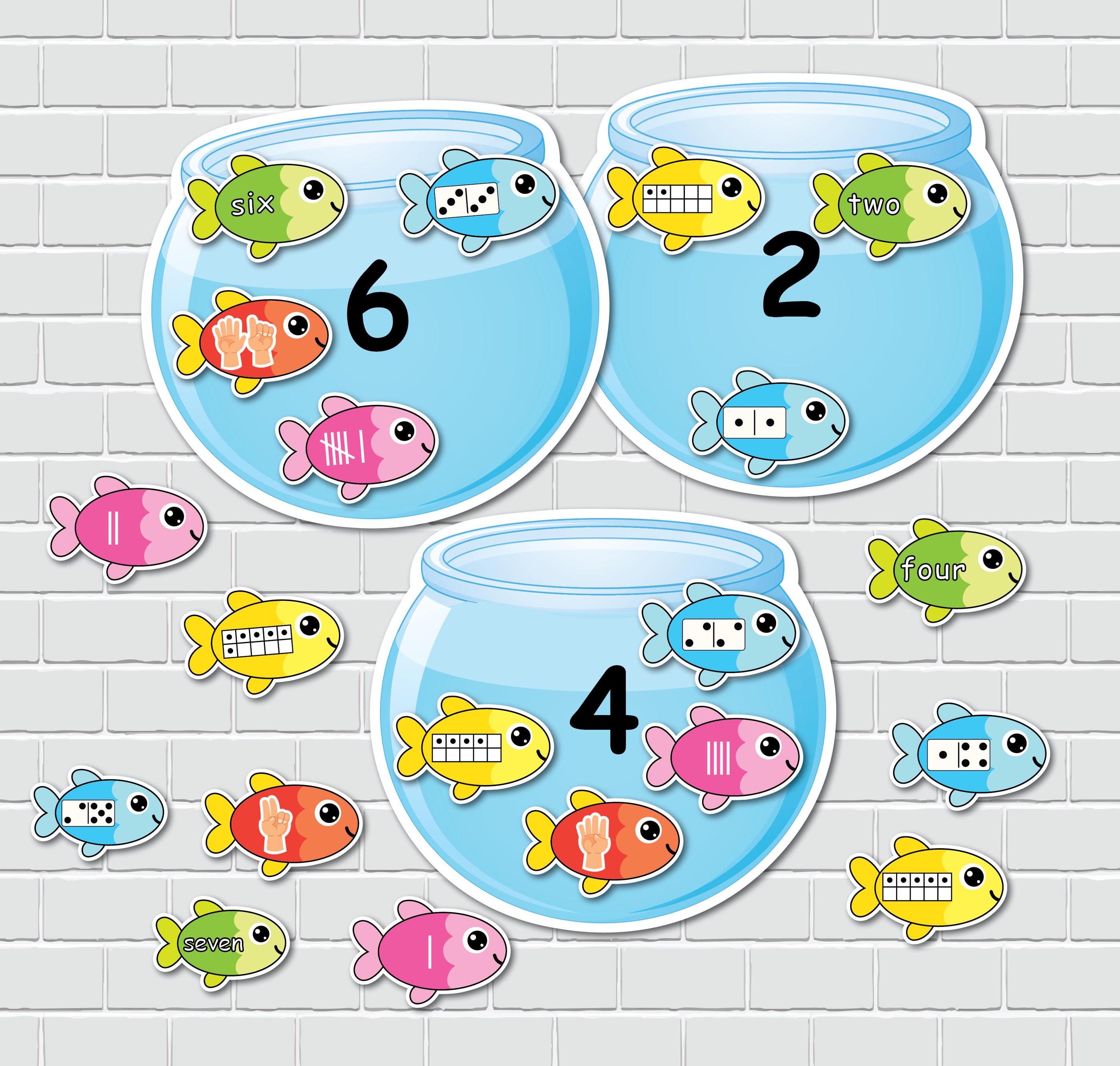 Fish and Fishbowl Numbers Matching Activity, Preschool Math Centers ...
