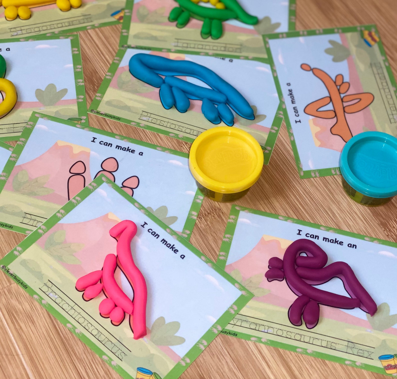 Dinosaurs Play Dough Mats Printable Play Doh Preschool - Etsy