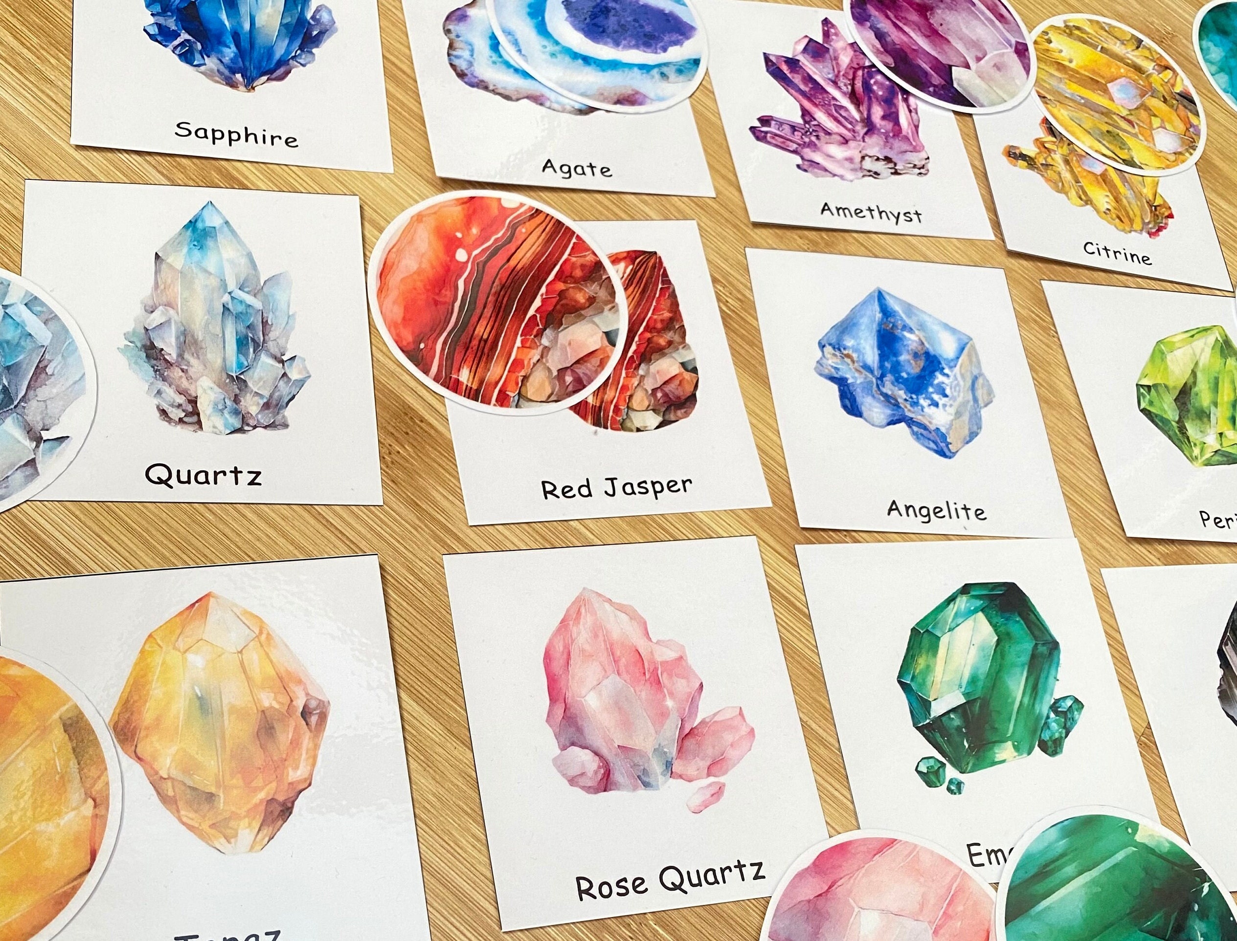 Gemstones Pattern Matching Cards, Minerals and Crystals, Geology Rocks ...