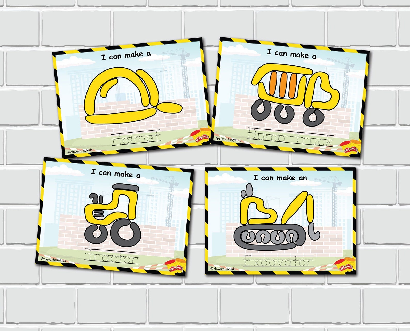 Construction Play Dough Mats Trucks Printable Play Doh - Etsy