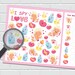 I Spy Valentine's Day, Look and Find Counting Game, Toddler Printables ...