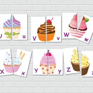 Cupcakes Alphabet Matching Cards, Toddler Matching Game, ABC Learning ...