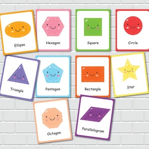 2D Shapes Flash Cards. Preschool Learning Activity. Toddler Geometric ...
