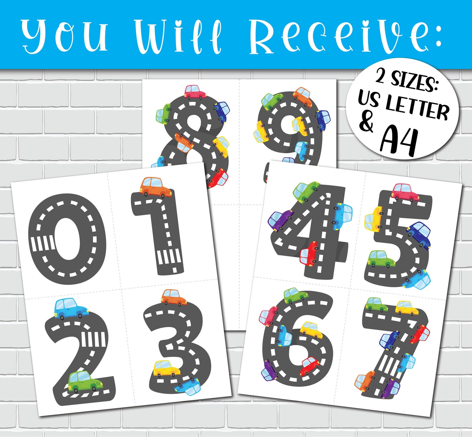 Numbers Flashcards 0-9, Preschool Counting Flash Cards, Montessori ...