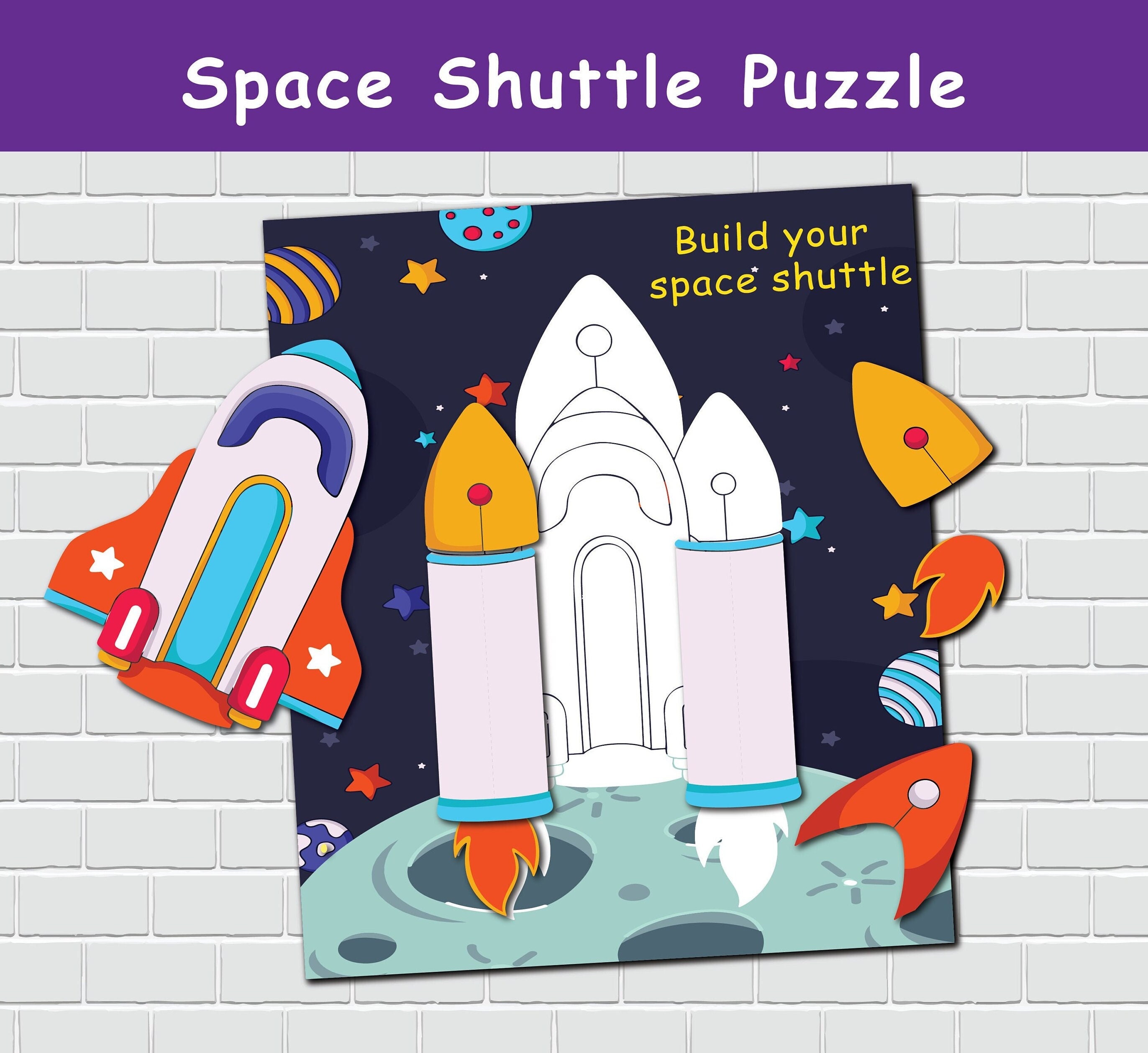 Space Shuttle Puzzle, Printable Activity for Preschool and Kindergarten ...