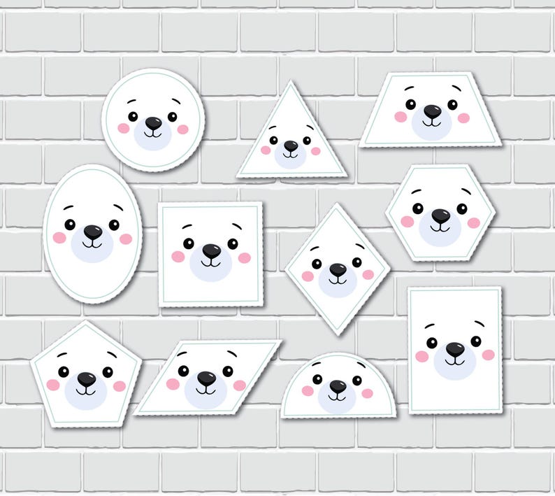 Polar Bear 2D Shapes Matching Activity, Winter Busy Book (digital ...