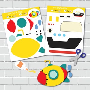 Cut Out and Glue. Transportation Theme Scissors Practice for Kids ...