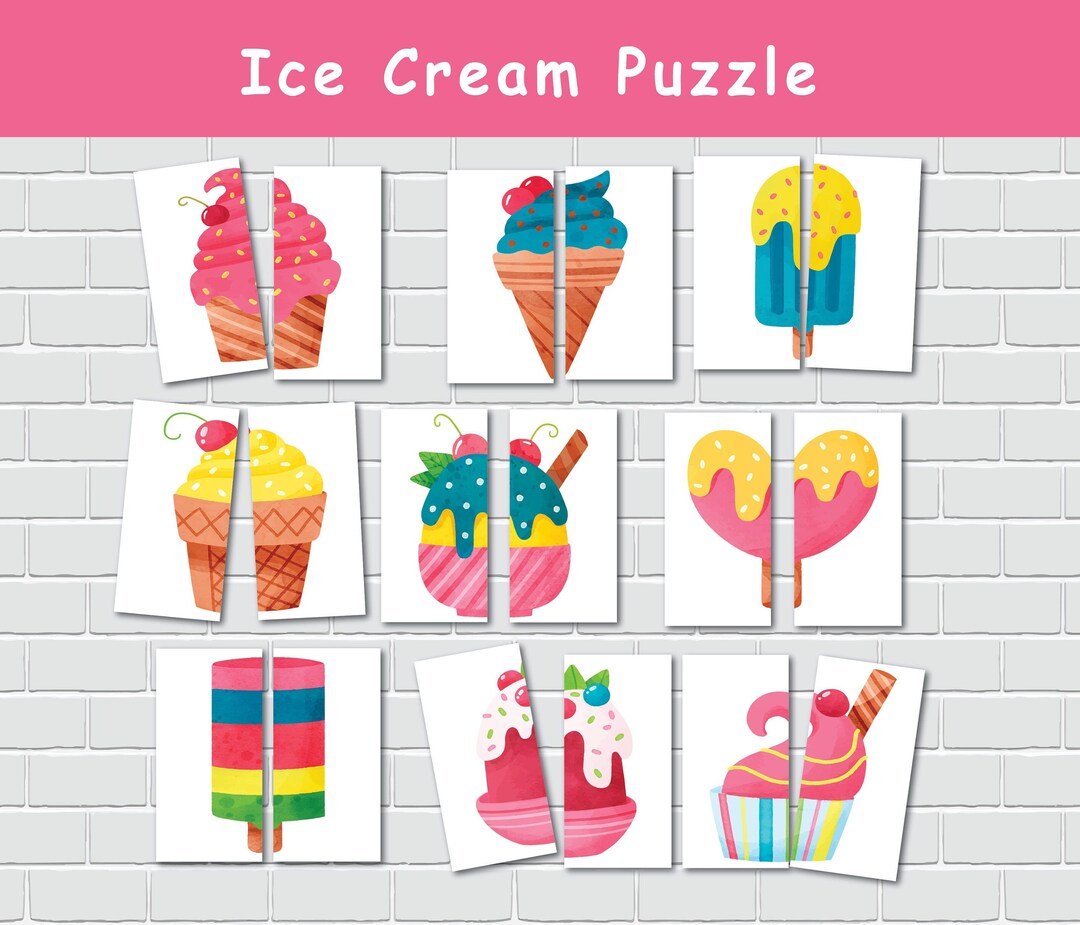 Ice Cream Matching Game, Symmetry Cards, Toddler Matching Activity ...