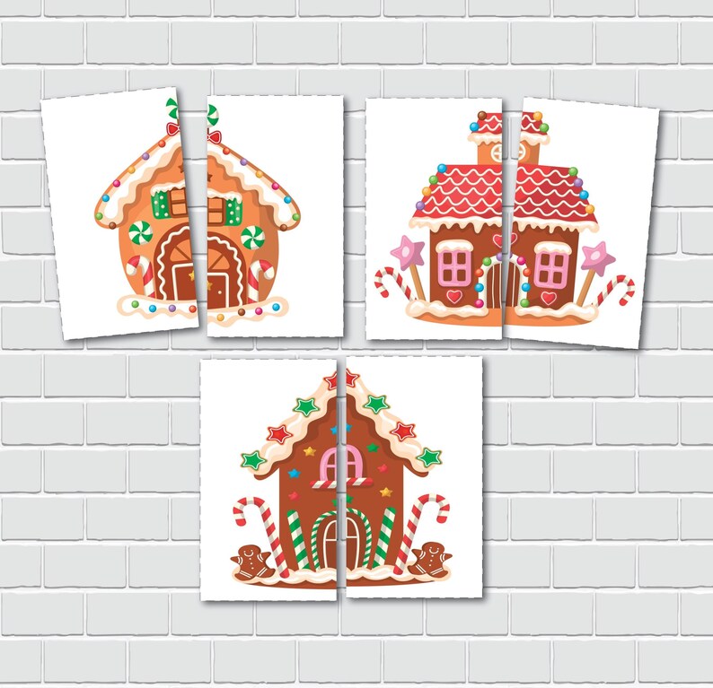 Gingerbread House Symmetry Cards, Christmas Game, Toddler Matching ...