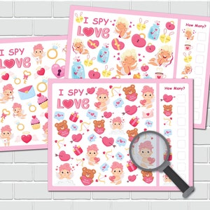I Spy Valentine's Day, Look and Find Counting Game, Toddler Printables ...