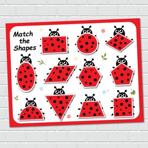 Ladybug Shape Matching Activity, 2D Shapes, Summer Busy Book Page, File ...
