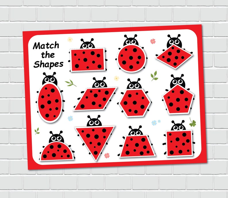 Ladybug Shape Matching Activity, 2D Shapes, Summer Busy Book Page, File ...