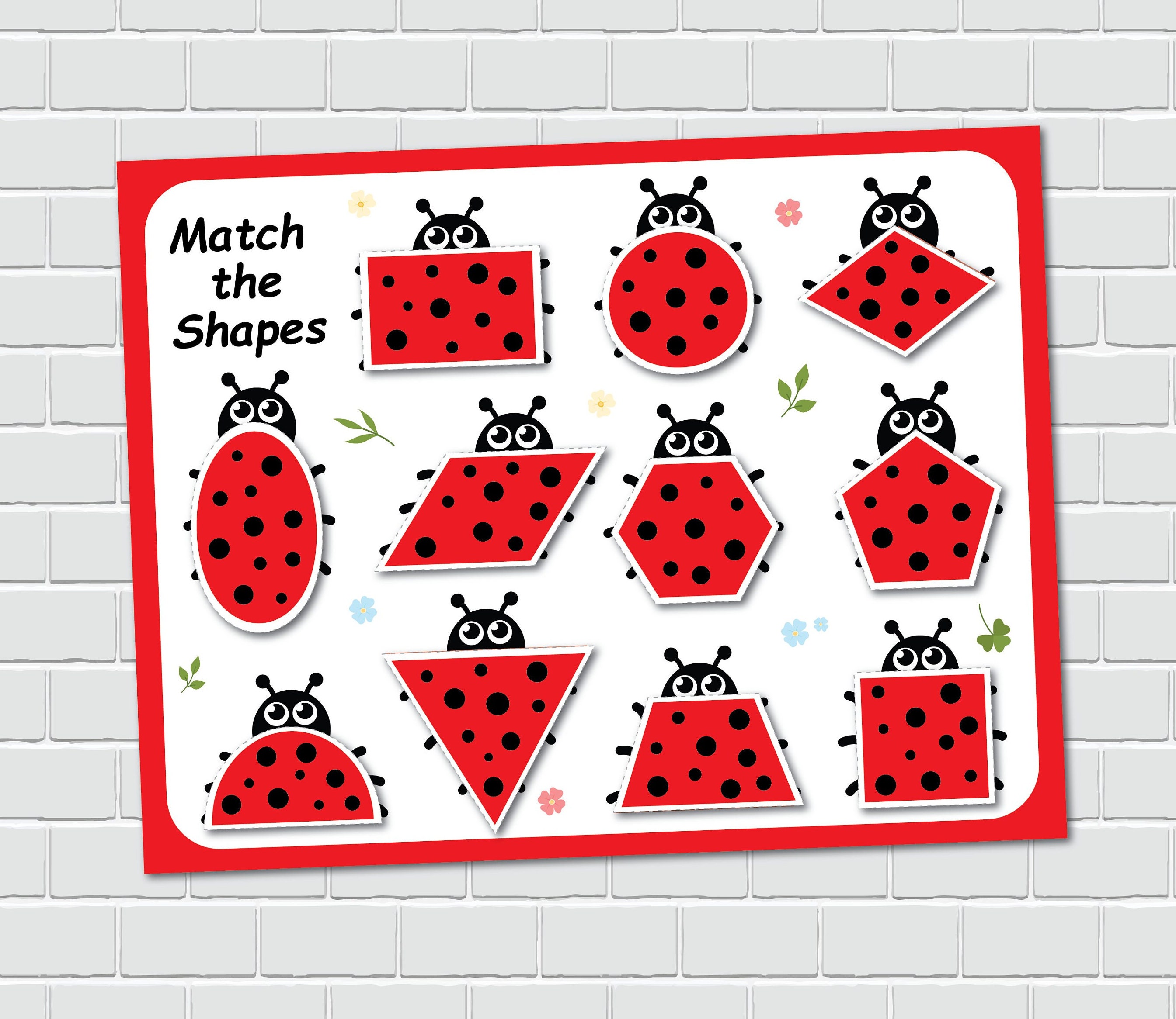 Ladybug Shape Matching Activity, 2D Shapes, Summer Busy Book Page, File ...