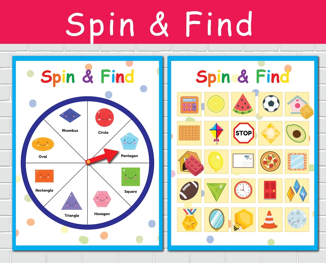 Shapes Spin & Find Game, Printable Activities for Kids. Learning Shapes ...