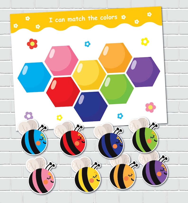 Bee Color Matching Activity, Toddler Printable, Montessori Materials ...