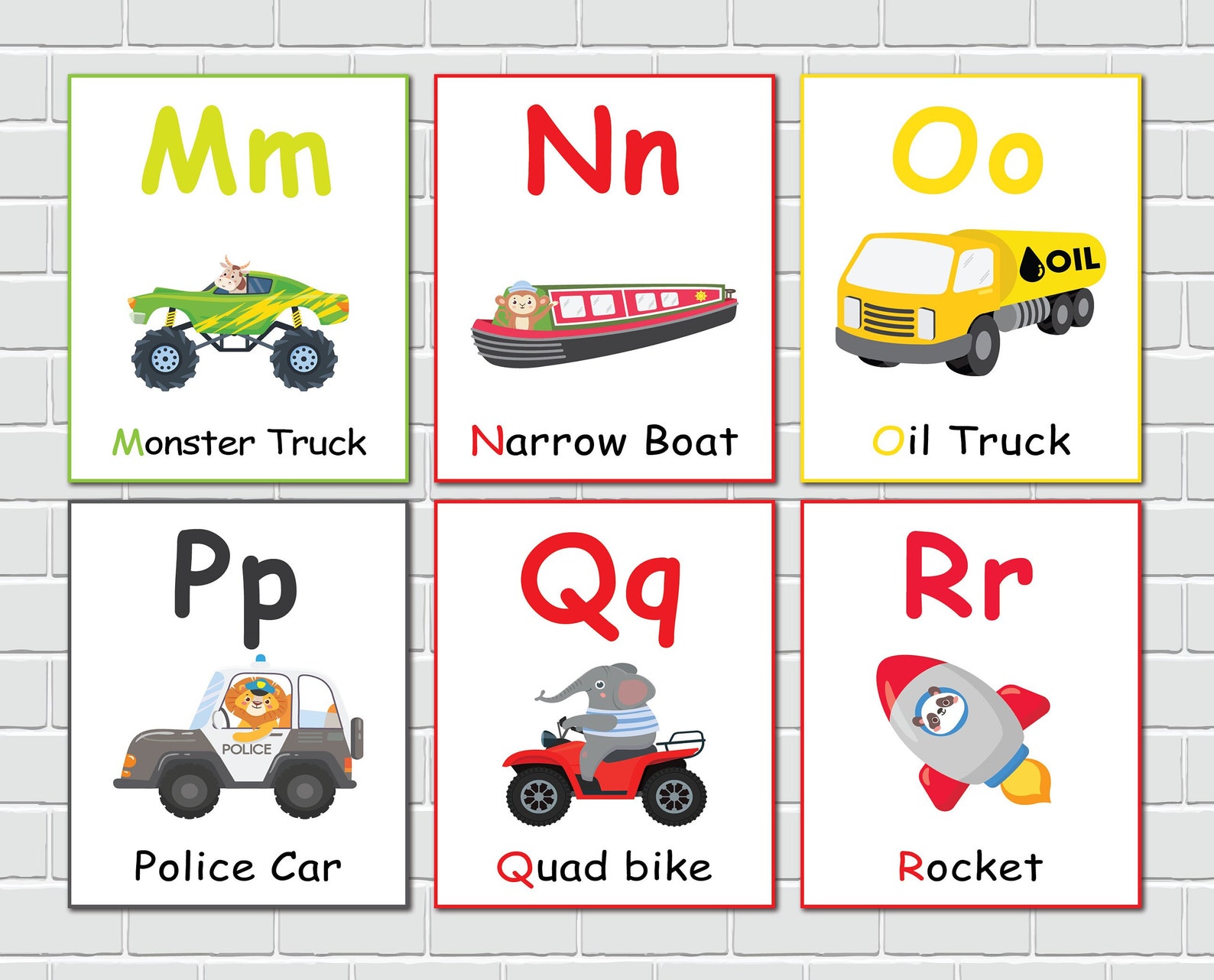 Alphabet Flashcards, Transportation Theme, ABC Printable Flash Cards ...