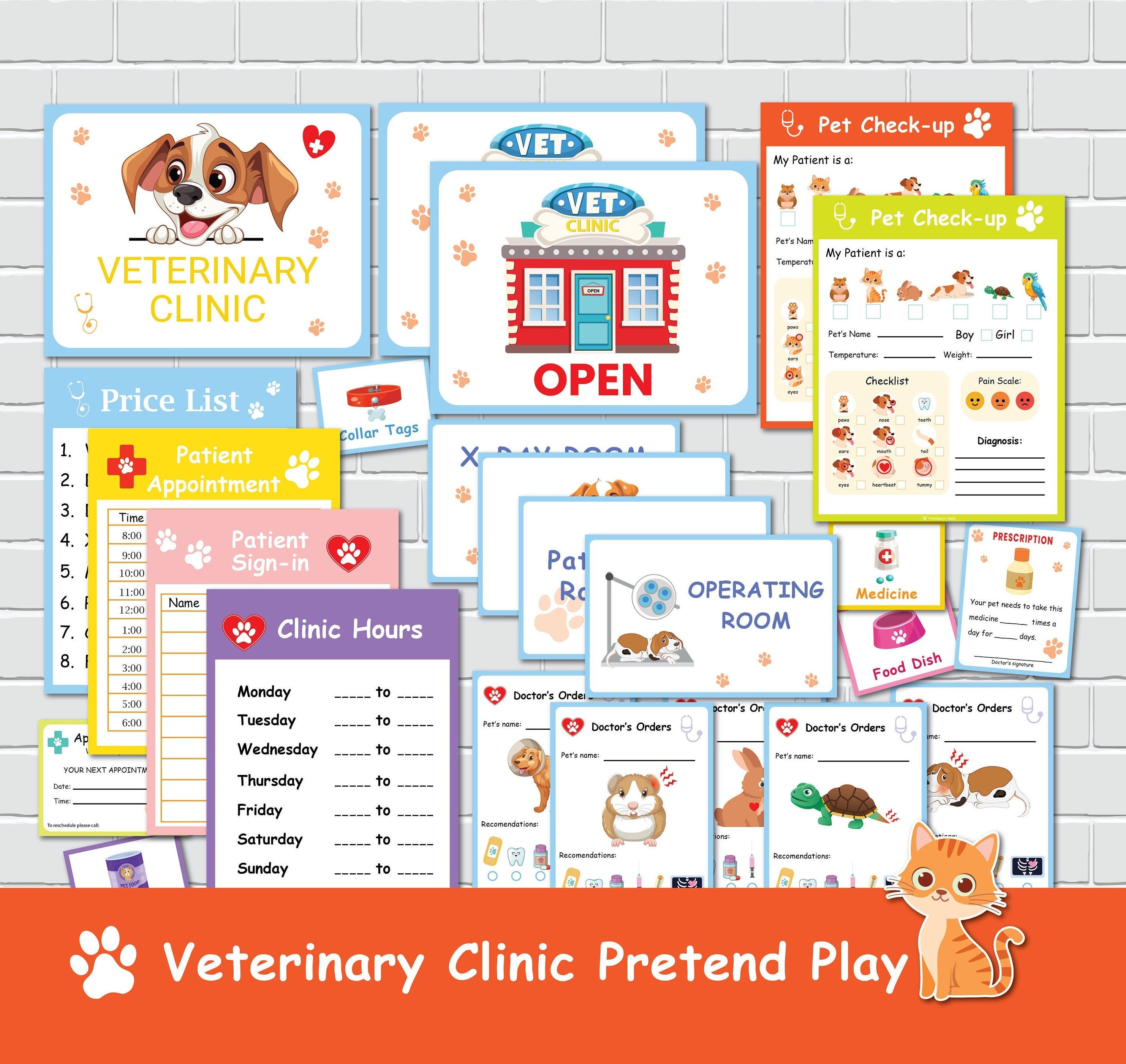 Vet Clinic Pretend Play, Printable Veterinary Dramatic Play Kit for ...