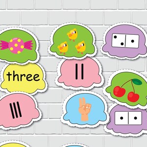 Ice Cream Matching Numbers Printable Activity for Kids. Homeschool ...