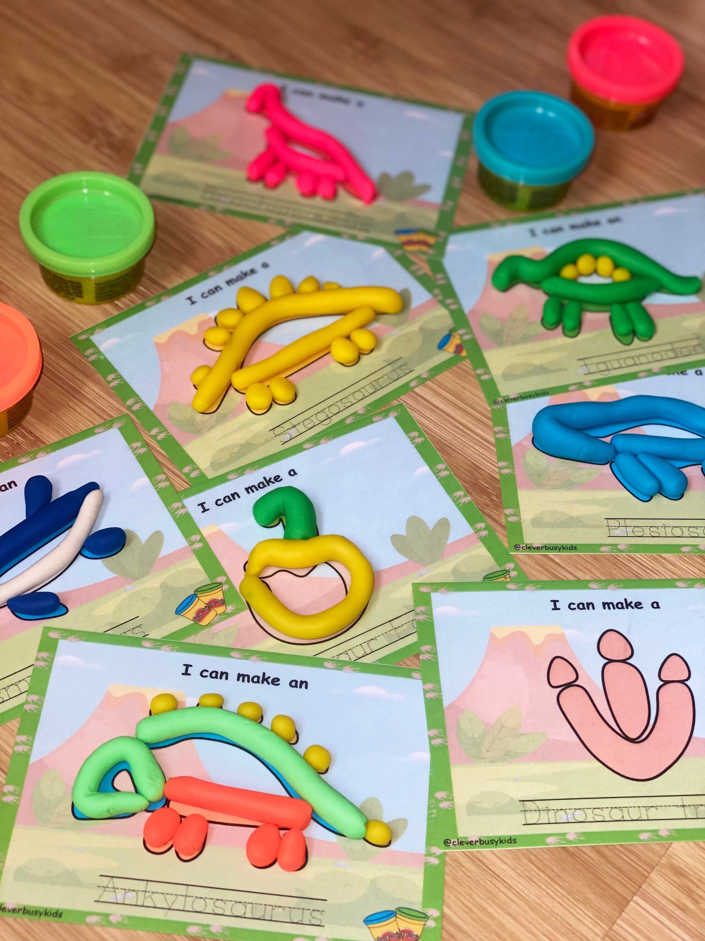 Dinosaurs Play Dough Mats Printable Play Doh Preschool - Etsy
