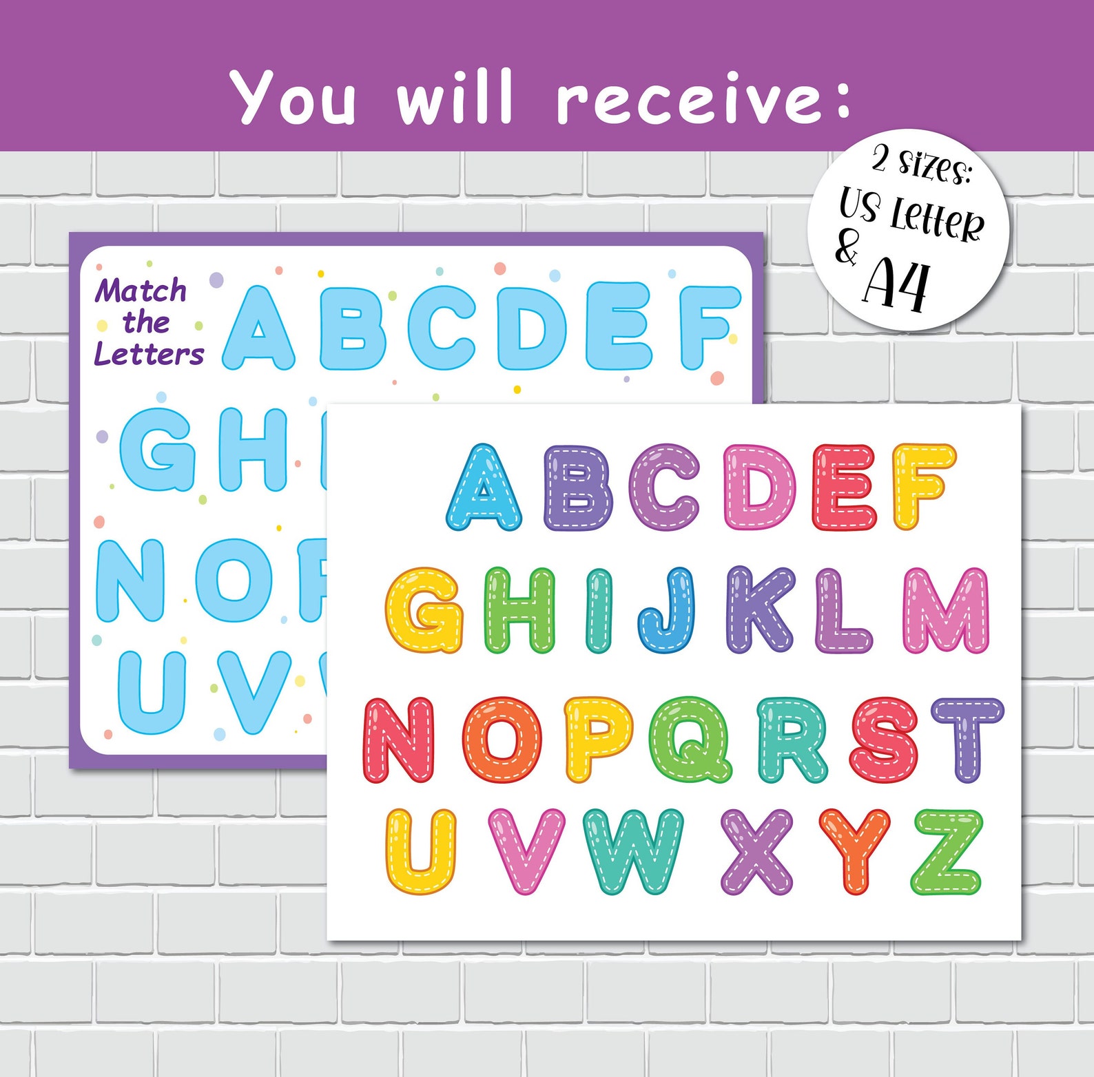 Alphabet Matching Activity, Busy Book Page, Learning Binder, Homeschool ...